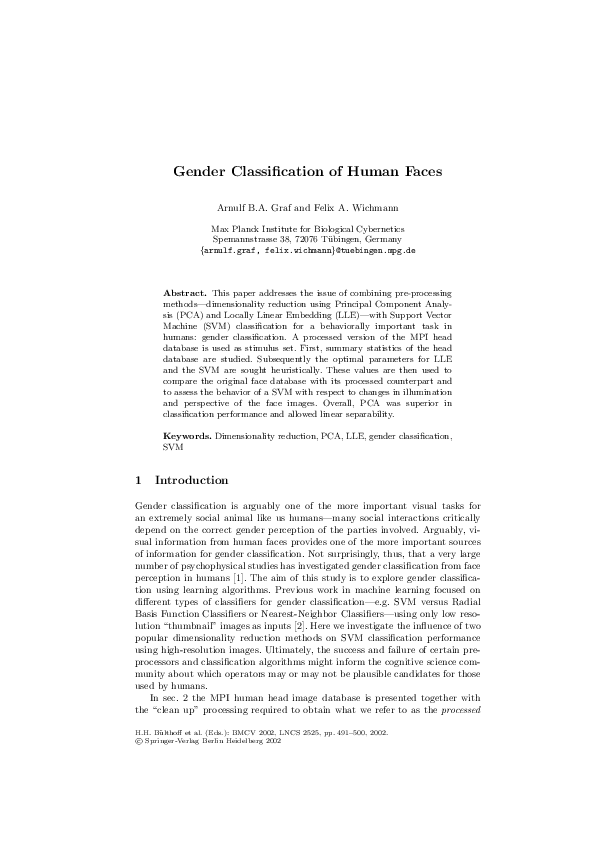 (PDF) Gender Classification of Human Faces