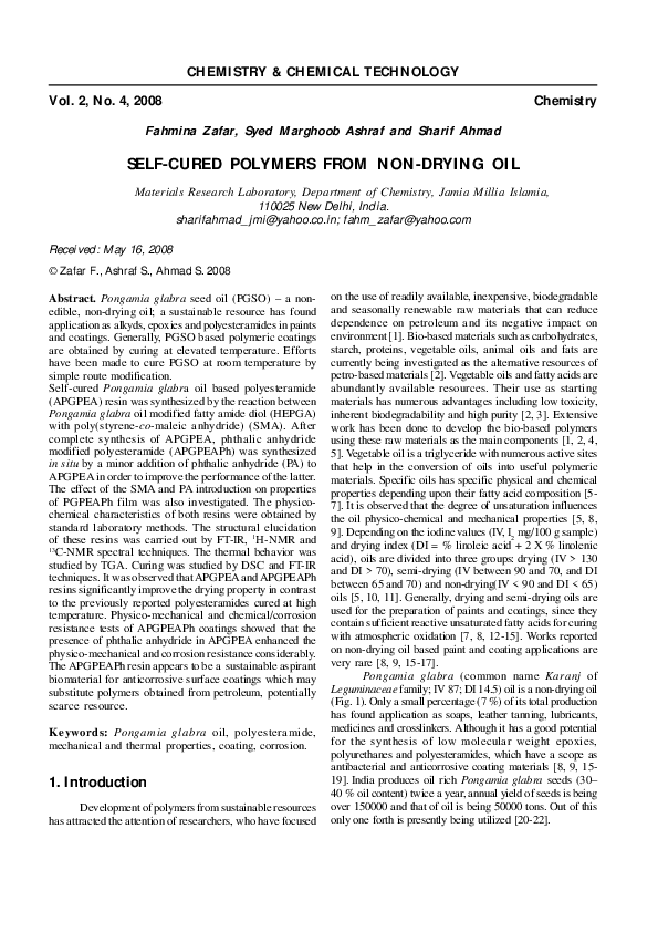 (PDF) Self-cured polymers from non-drying oil