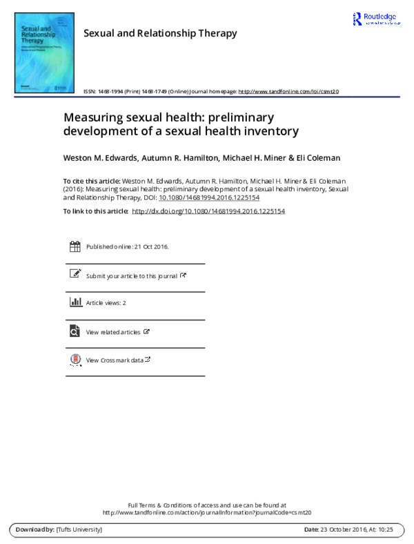 (PDF) Measuring sexual health: preliminary development of a sexual ...