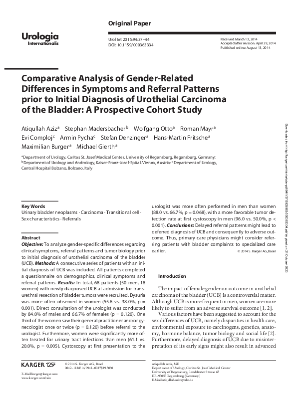 (PDF) Comparative Analysis of Gender-Related Differences in Symptoms ...