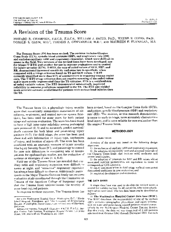 (PDF) A Revision of the Trauma Score