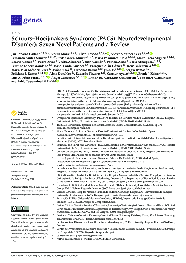 (PDF) Schuurs–Hoeijmakers Syndrome (PACS1 Neurodevelopmental Disorder ...