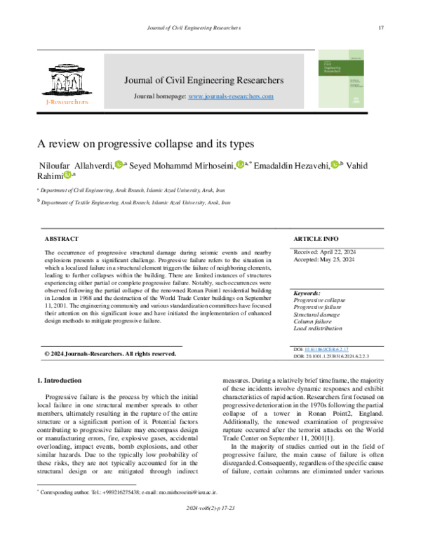 (PDF) A Review on Progressive Collapse and Its Types