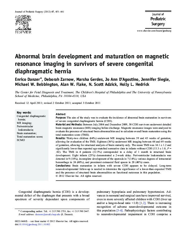 (PDF) Abnormal brain development and maturation on magnetic resonance ...