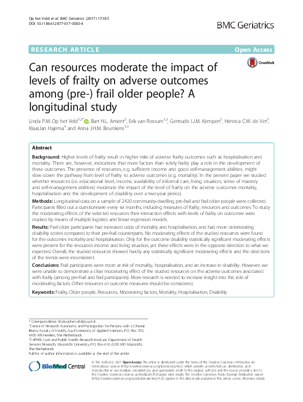 (PDF) Can resources moderate the impact of levels of frailty on adverse ...
