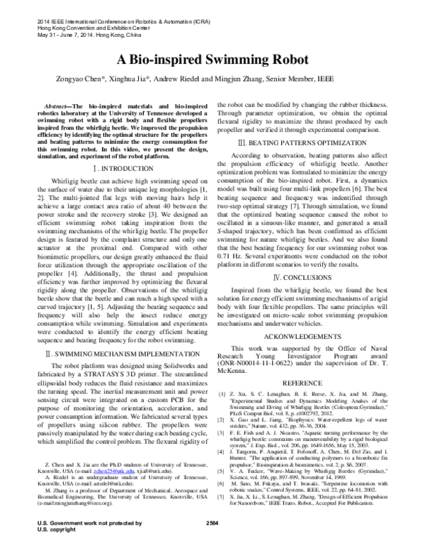 (PDF) A bio-inspired swimming robot