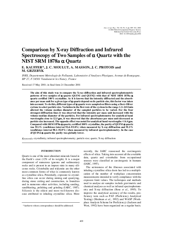 (PDF) Comparison by X-ray Diffraction and Infrared Spectroscopy of Two ...