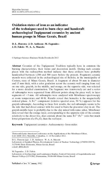 (PDF) Oxidation states of iron as an indicator of the techniques used ...