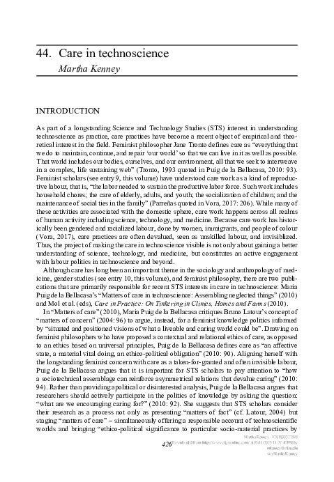 (PDF) Care in Technoscience