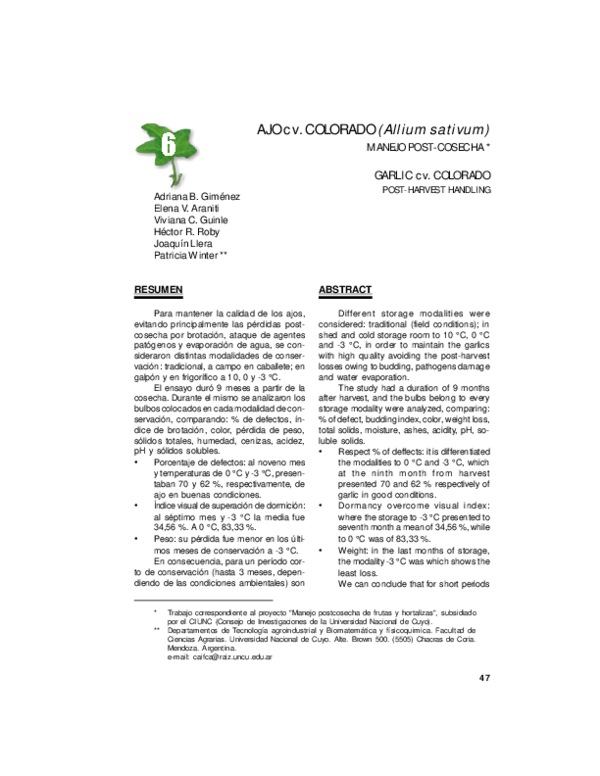 (PDF) Ajo cv. colorado (Allium Sativum)