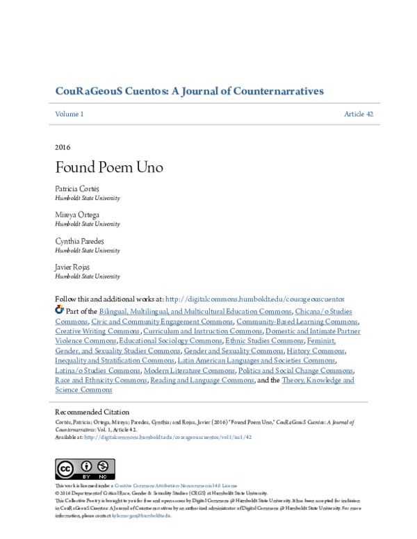 (PDF) Found Poem Uno