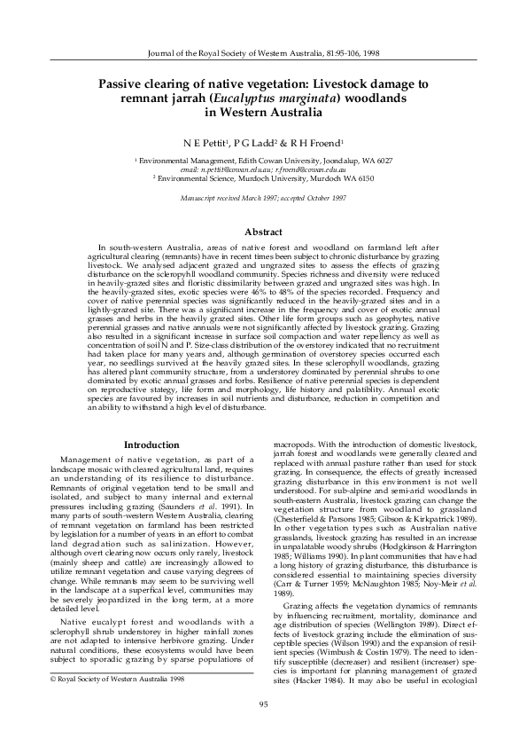 (PDF) Passive clearing of native vegetation: livestock damage to ...