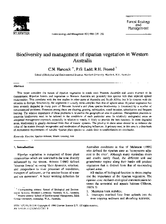 (PDF) Biodiversity and management of riparian vegetation in Western ...
