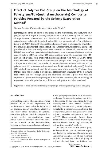 (PDF) Effect of Polymer End Group on the Morphology of Polystyrene/Poly ...