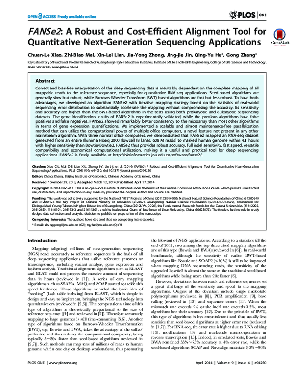 (PDF) FANSe2: A Robust and Cost-Efficient Alignment Tool for Quantitative Next-Generation ...