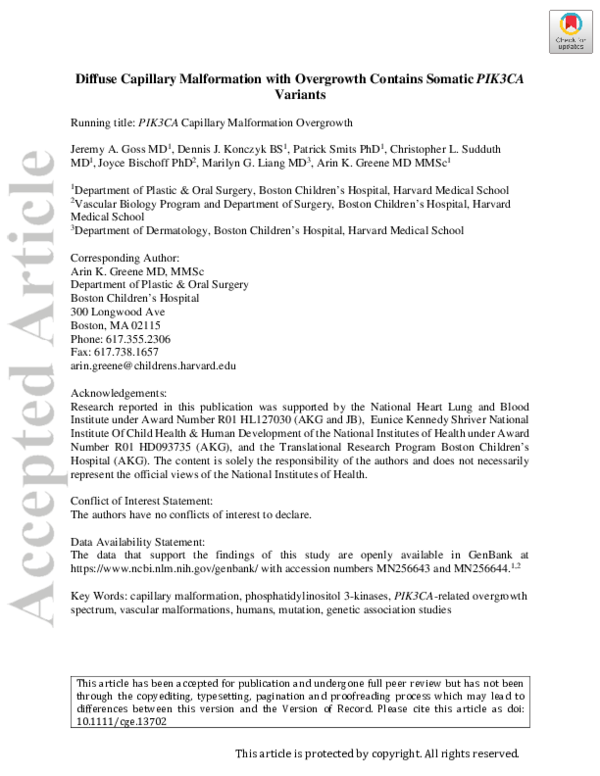 (PDF) Diffuse capillary malformation with overgrowth: A clinical ...