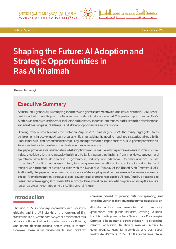 (PDF) Shaping the Future: AI Adoption and Strategic Opportunities in Ras Al Khaimah