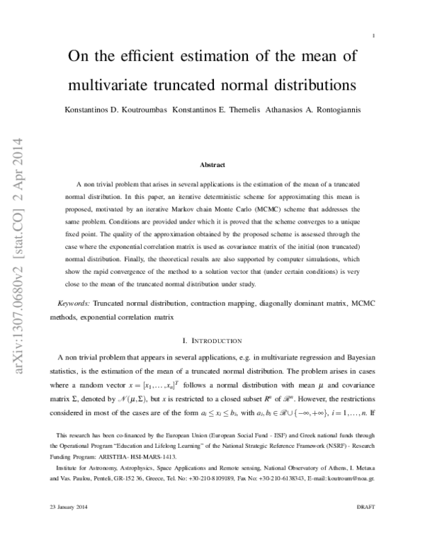 (PDF) Approximating the mean of a truncated normal distribution