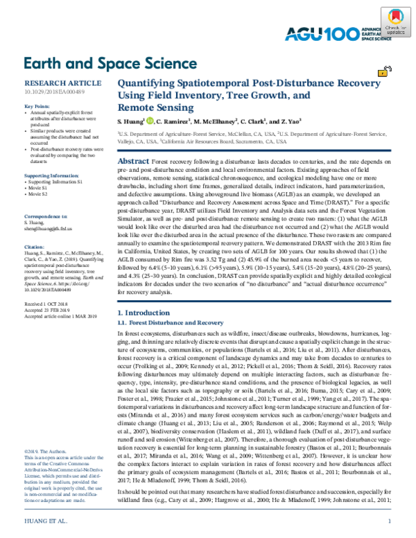 (PDF) Quantifying Spatiotemporal Post‐Disturbance Recovery Using Field ...