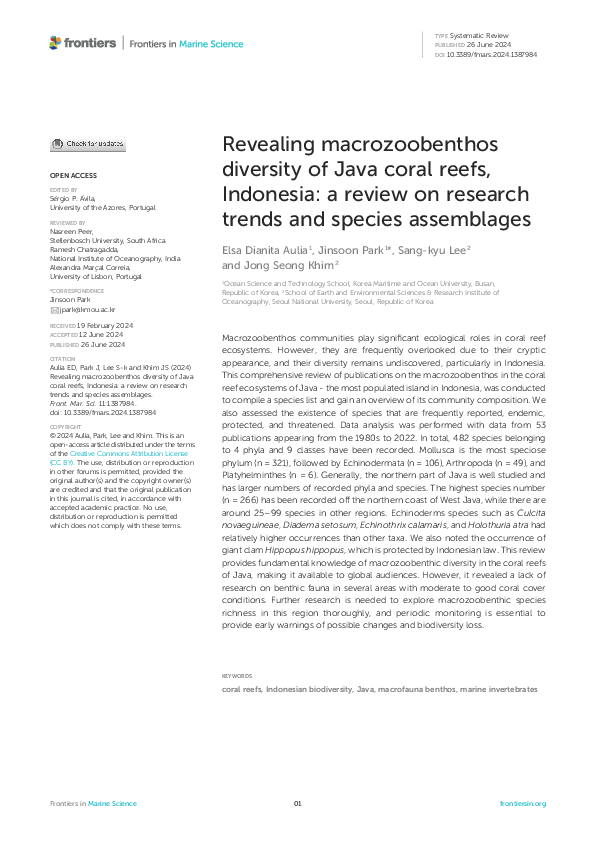 (PDF) Revealing macrozoobenthos diversity of Java coral reefs ...