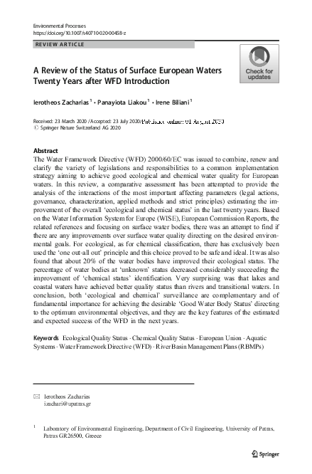 (PDF) A Review of the Status of Surface European Waters Twenty Years ...