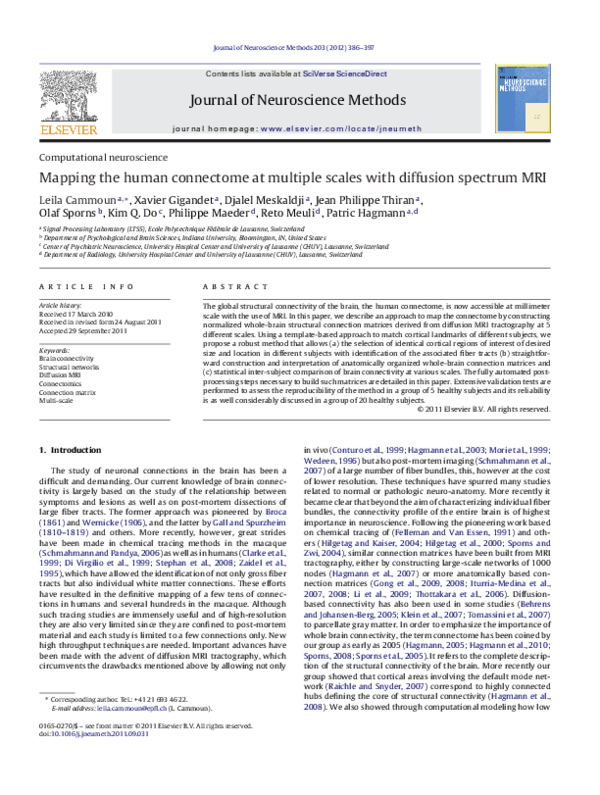 (PDF) Mapping the human connectome at multiple scales with diffusion ...
