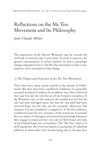 (PDF) Reflections on the Me Too Movement and Its Philosophy