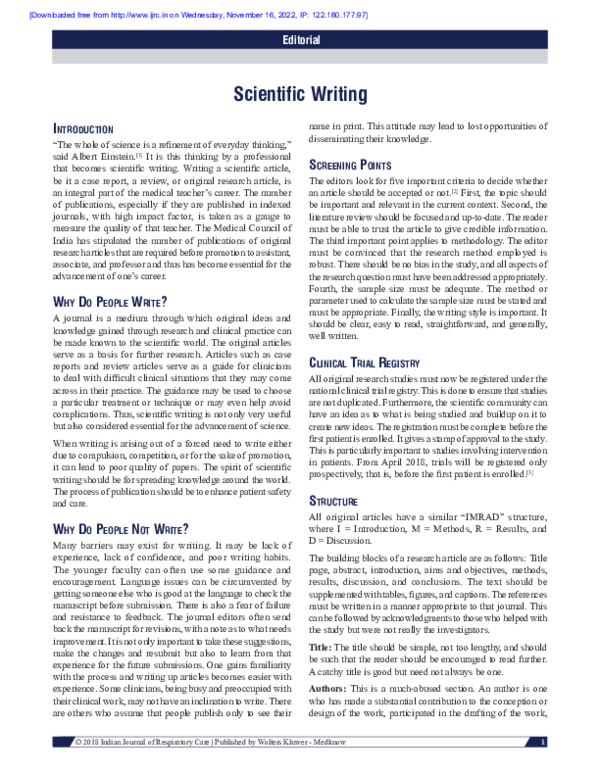 (PDF) Scientific Writing