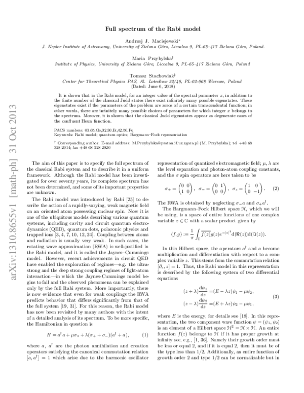 (PDF) Full spectrum of the Rabi model