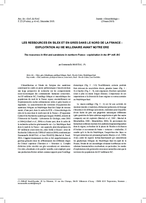 (PDF) Les ressources en silex et en grès dans le nord de la France : exploitation au IIIe ...