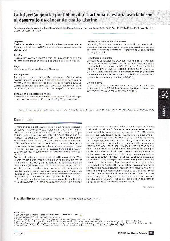 (PDF) La infección genital por Chlamydia trachomatis estaría asociada ...