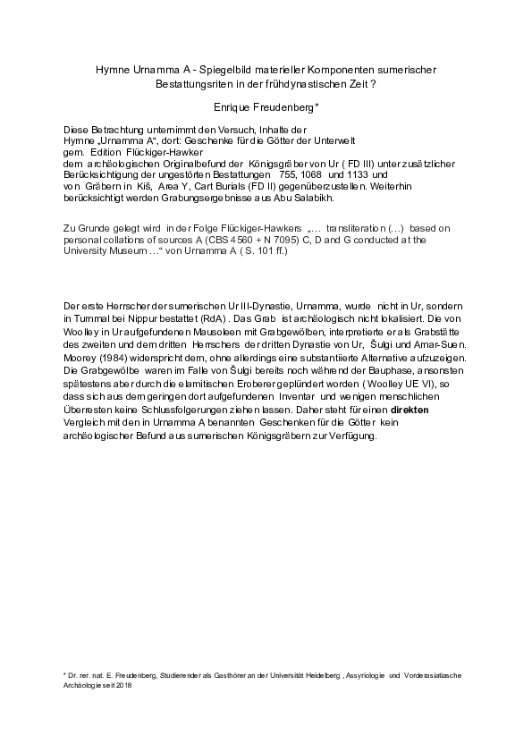 (PDF) Hymn Urnamma A - Mirror image of material components of Sumerian ...