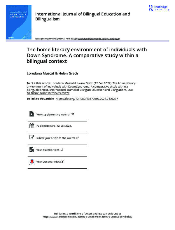 (PDF) The home literacy environment of individuals with Down Syndrome ...