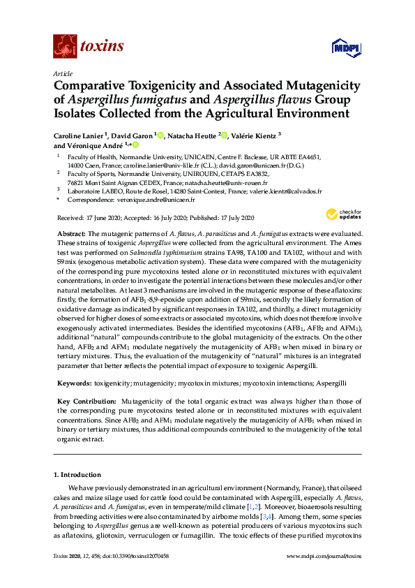 (PDF) Comparative Toxigenicity and Associated Mutagenicity of ...