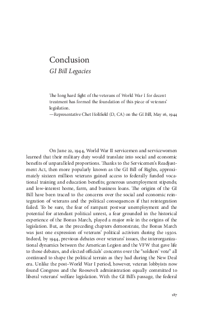 (PDF) Conclusion: GI Bill Legacies