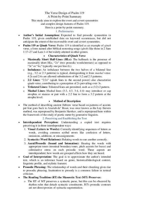 (PDF) The Verse Design of Psalm 119