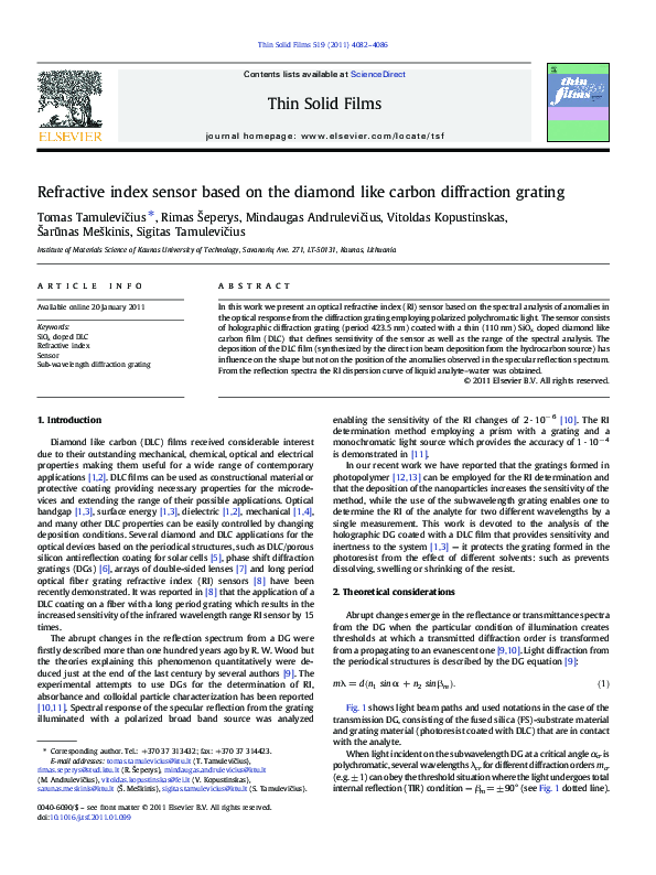 (PDF) Refractive index sensor based on the diamond like carbon ...