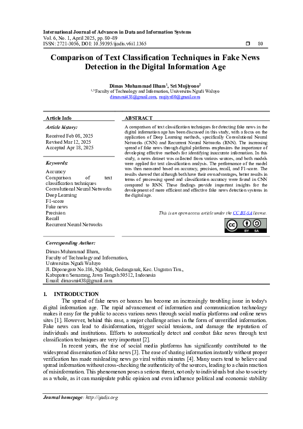 (PDF) Comparison of Text Classification Techniques in Fake News ...