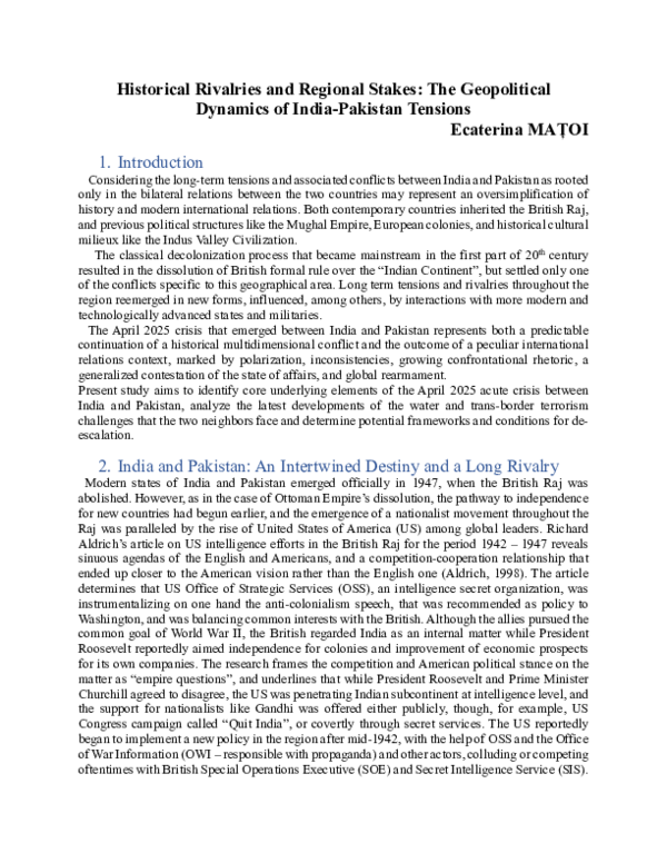 (PDF) Historical Rivalries and Regional Stakes: The Geopolitical ...