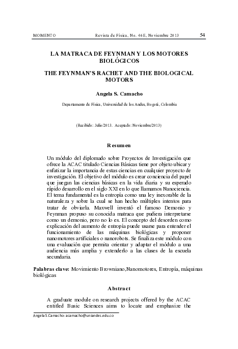 (PDF) La Matraca De Feynman y Los Motores Biológicos