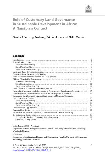 (PDF) Role of Customary Land Governance in Sustainable Development in ...