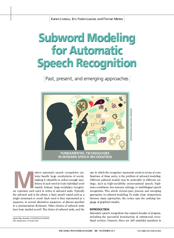 (PDF) Subword Modeling for Automatic Speech Recognition: Past, Present, and Emerging Approaches