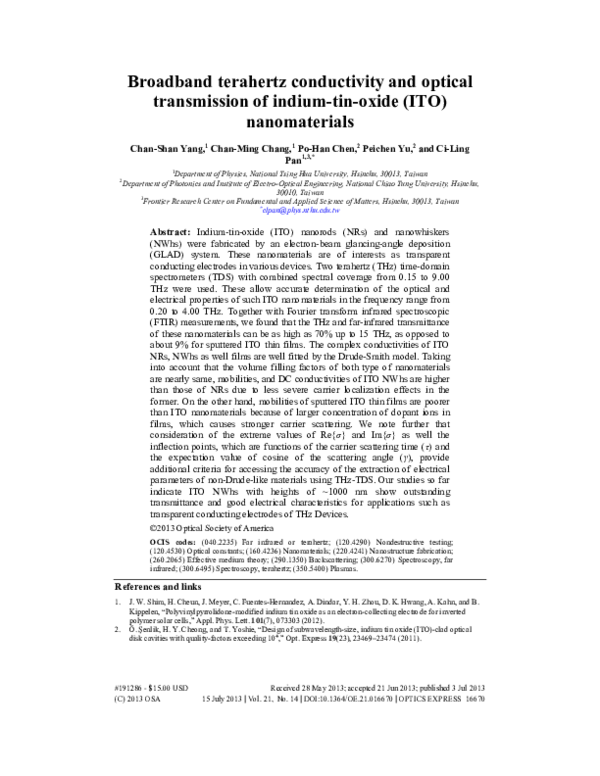 (PDF) Broadband terahertz conductivity and optical transmission of ...