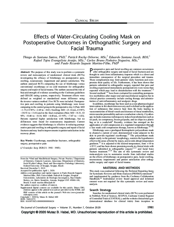 (PDF) Effects of Water-Circulating Cooling Mask on Postoperative ...