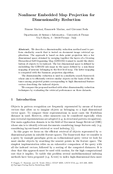 (PDF) Nonlinear Embedded Map Projection for Dimensionality Reduction