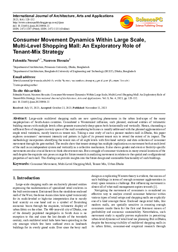 (PDF) Consumer Movement Dynamics Within Large Scale, Multi-Level Shopping Mall: An Exploratory ...