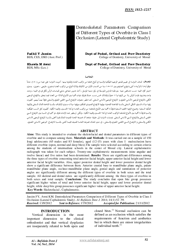(PDF) Dentoskeletal Parameters Comparison of Different Types of ...