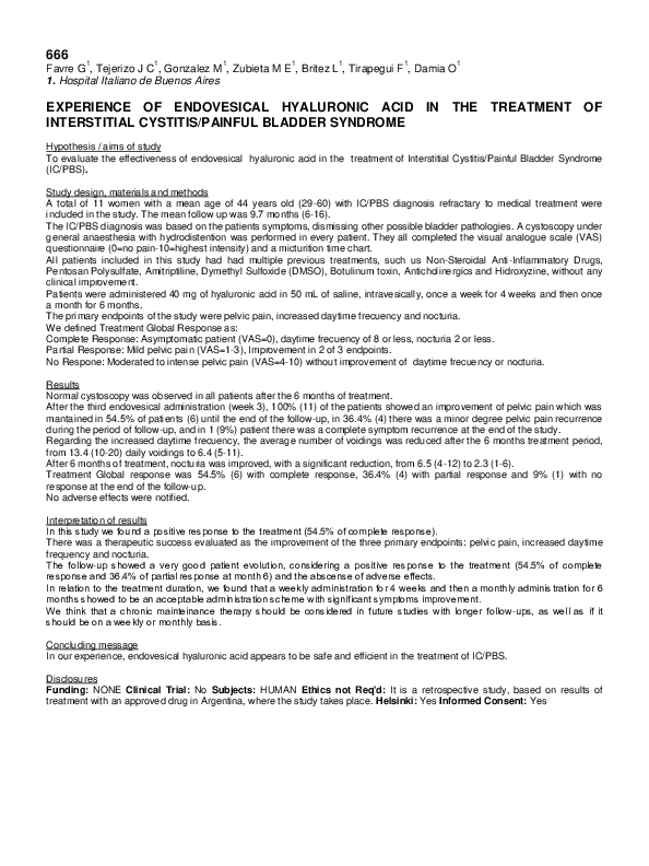 (PDF) Experience of Endovesical Hyaluronic Acid in the Treatment of ...
