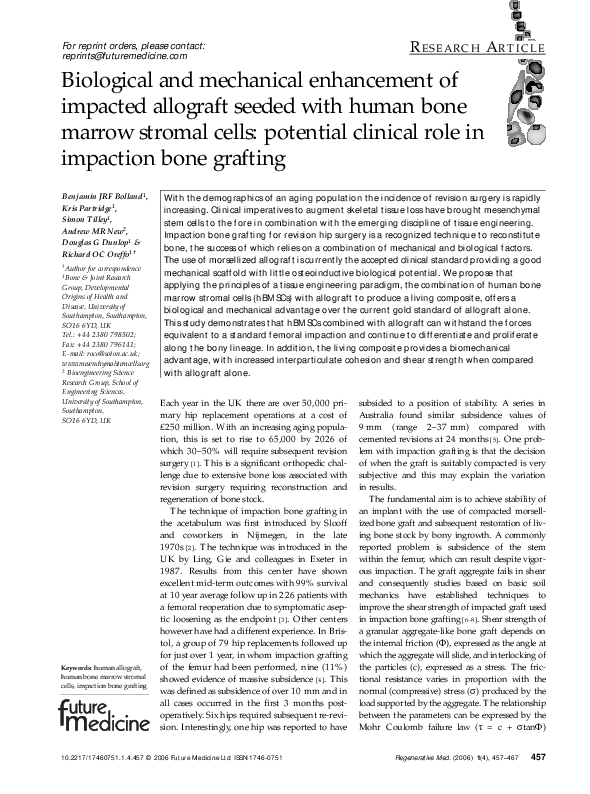 (PDF) Biological and mechanical enhancement of impacted allograft ...
