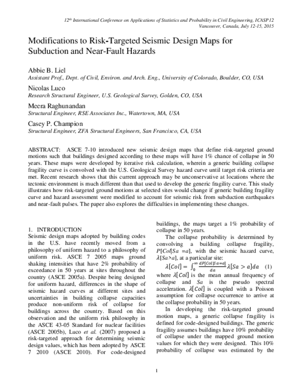 (PDF) Modifications to risk-targeted seismic design maps for subduction ...